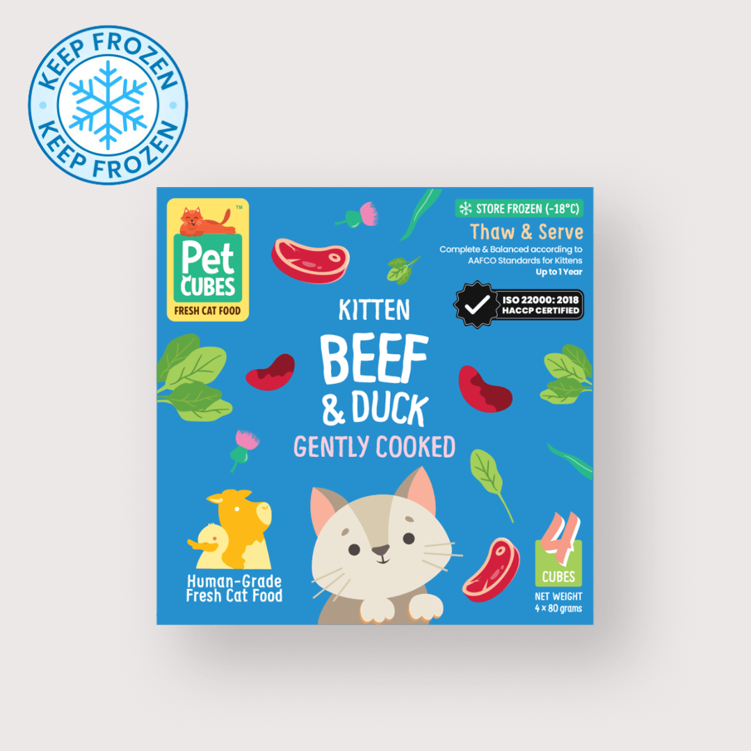 PetCubes 急凍輕煮鮮食幼貓糧 - Beef & Duck｜Paws Up 一切從貓咪健康角度出發 – Paws Up｜肉球辦館